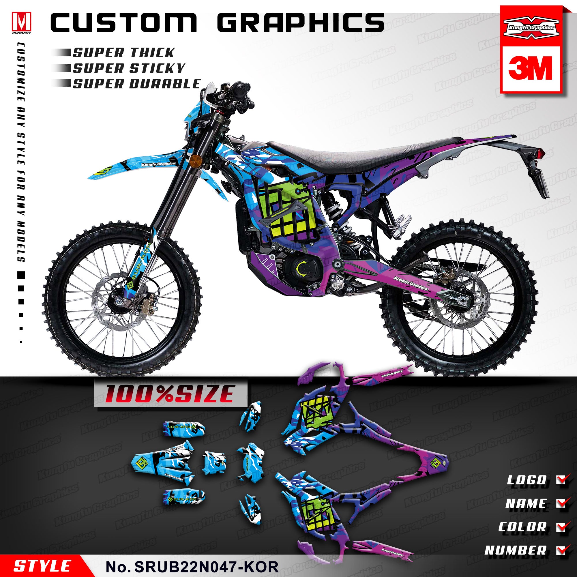 Sur-Ron Ultra Bee Dirt Bike Graphics Custom Decal Kit – Mokdern Cycle